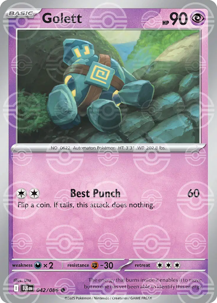 Golett (Poke Ball Pattern) (042/086) (BLK) – Poke Gems MTL